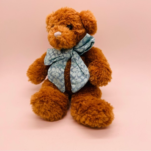 Coach | Toys | Nwot Coach Teddy Bear Stuffed With Blue Bow 8 Vintage ...